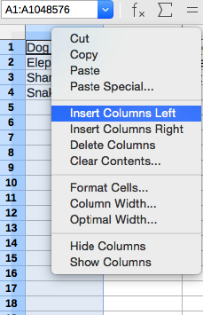 Add and delete rows and columns in Calc