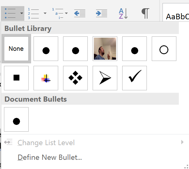 Bullet lists in Microsoft Word for Windows